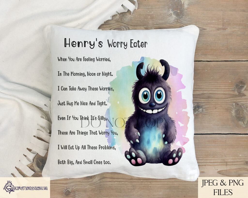 Worry Monster Cushions Designs Set 2 - SublimationDesignsUK