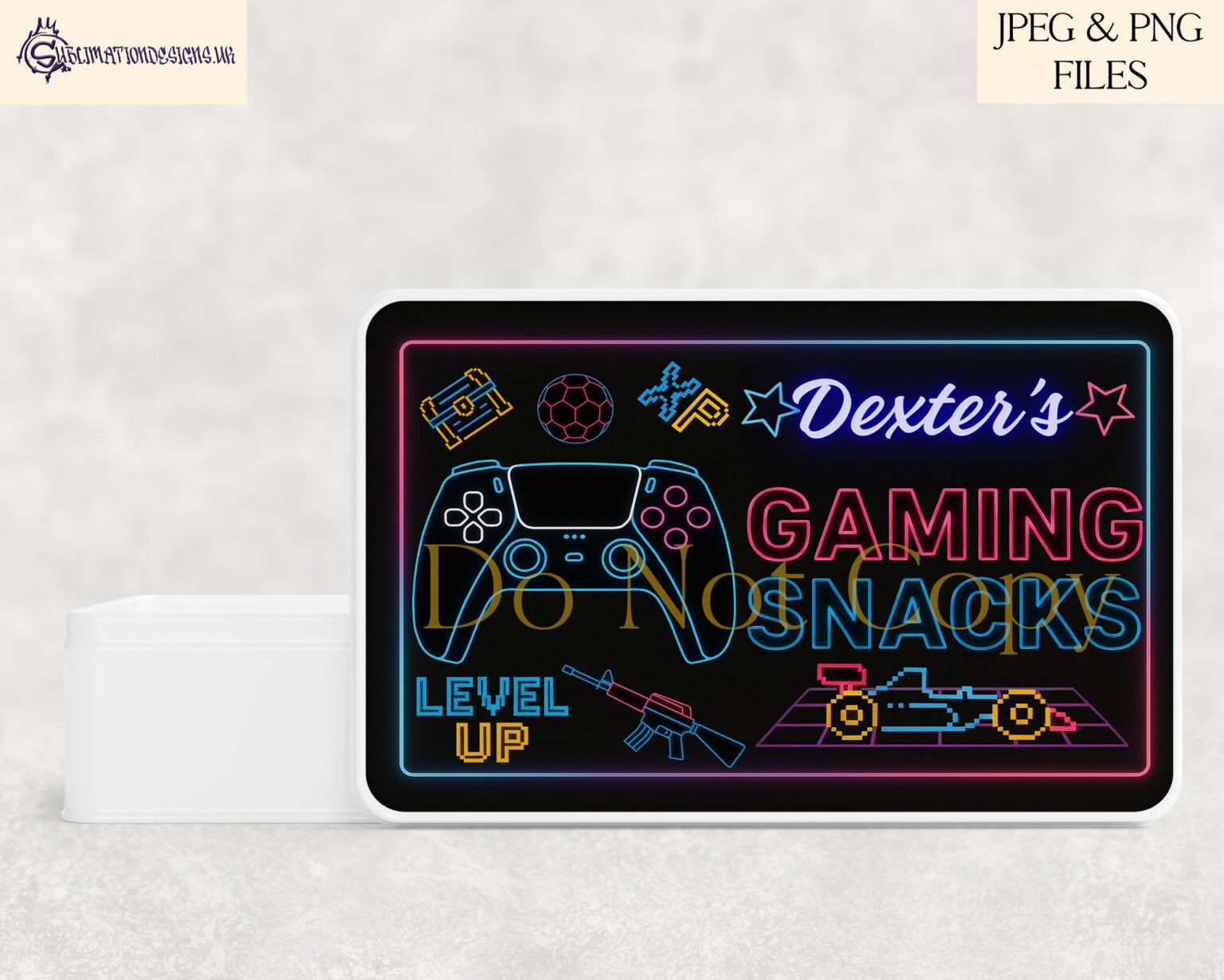 Neon Gaming Snacks Tins - SublimationDesignsUK